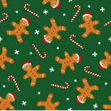 44 x 36 Christmas Gingerbread and Candy Canes on Green 100% Cotton ...