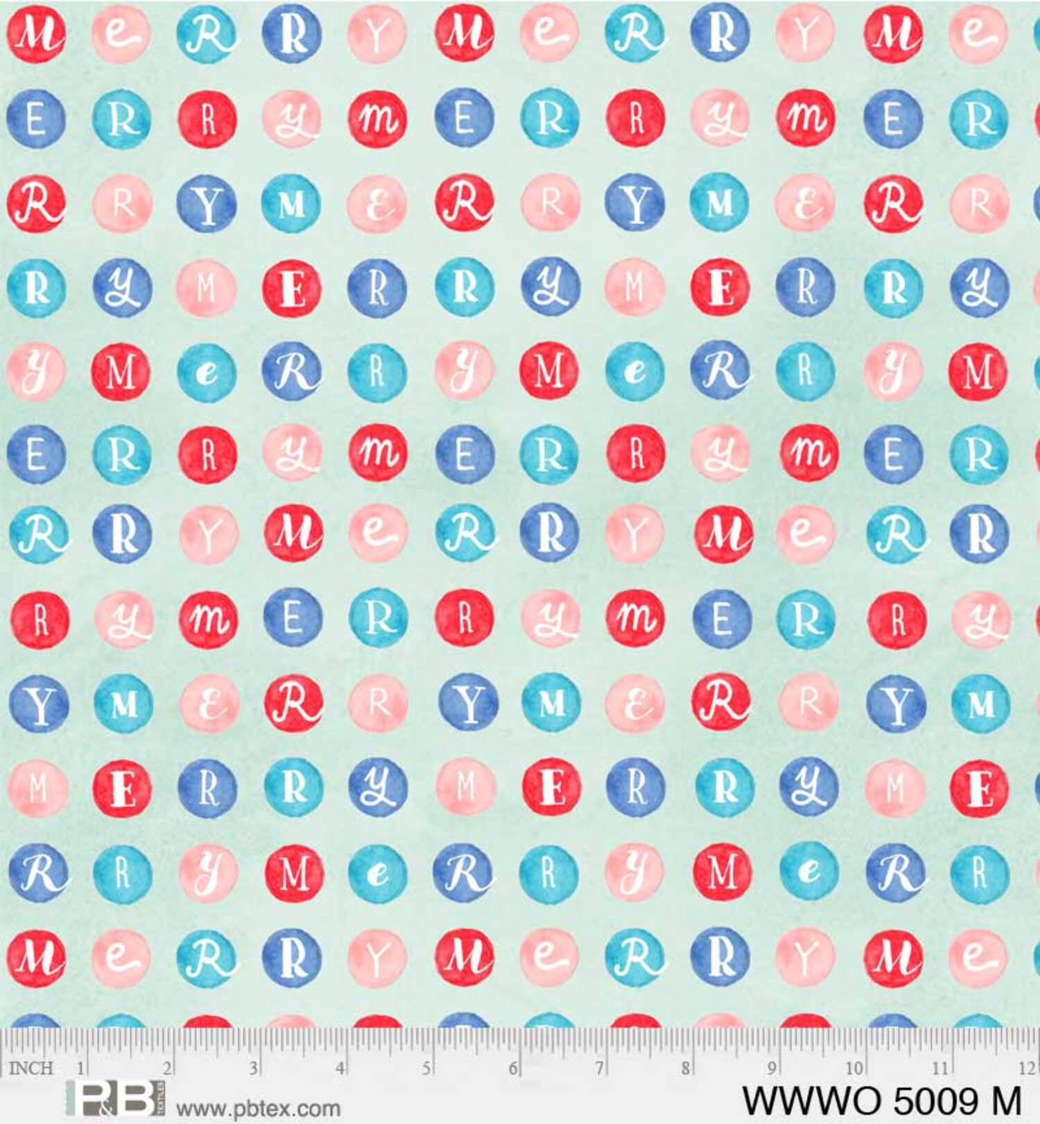 44 x 36 Christmas Merry Letters on Mint 100% Cotton Fabric - Walmart.com