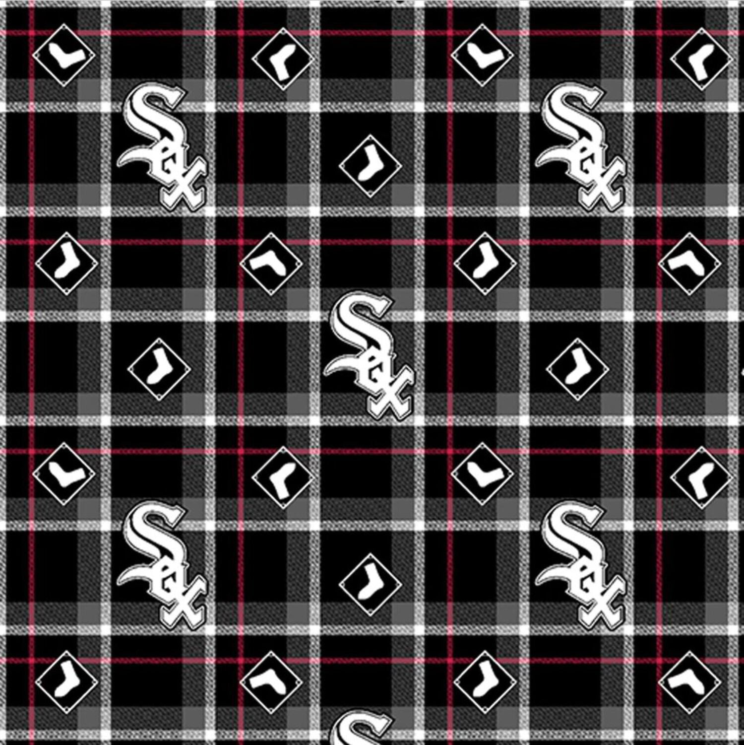 44 x 36 FLANNEL Chicago White Sox Fabric Traditions MLB Black White 100 ...