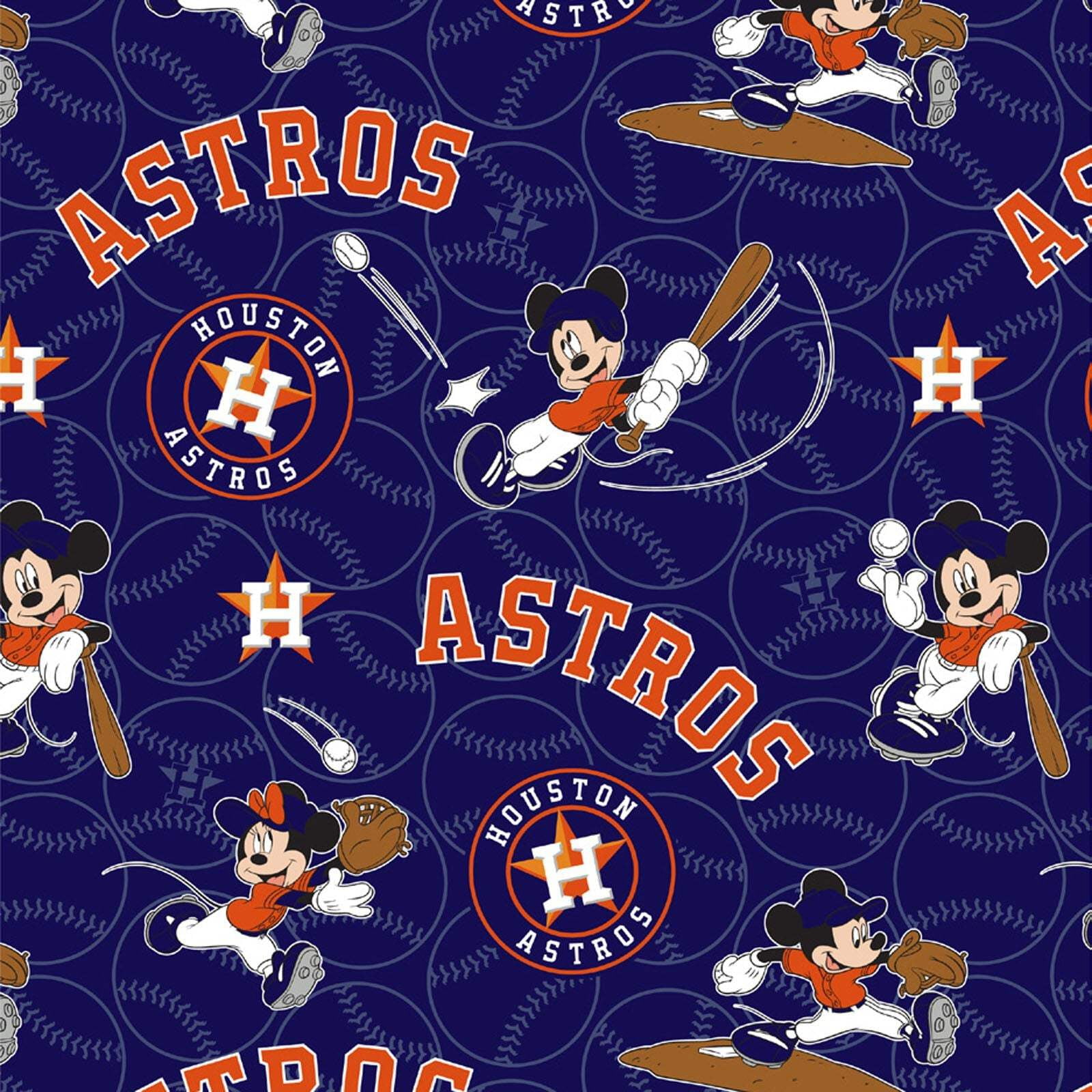 44 x 36 Licensed MLB Houston Astros Disney Baby on Blue Fabric ...