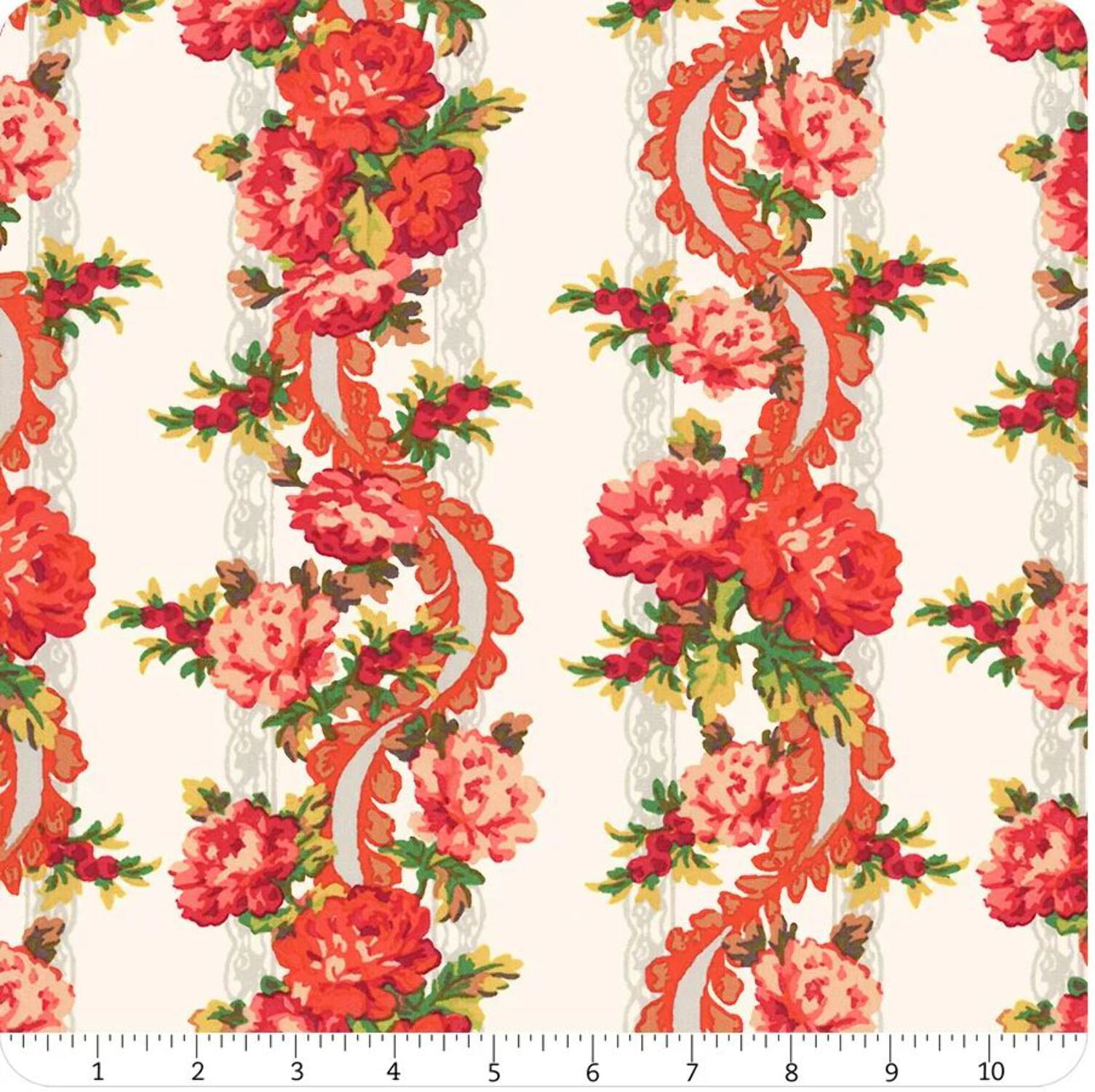 44 x 36 Maywood Studio Floral Border Pink on Cream 100% Cotton ...