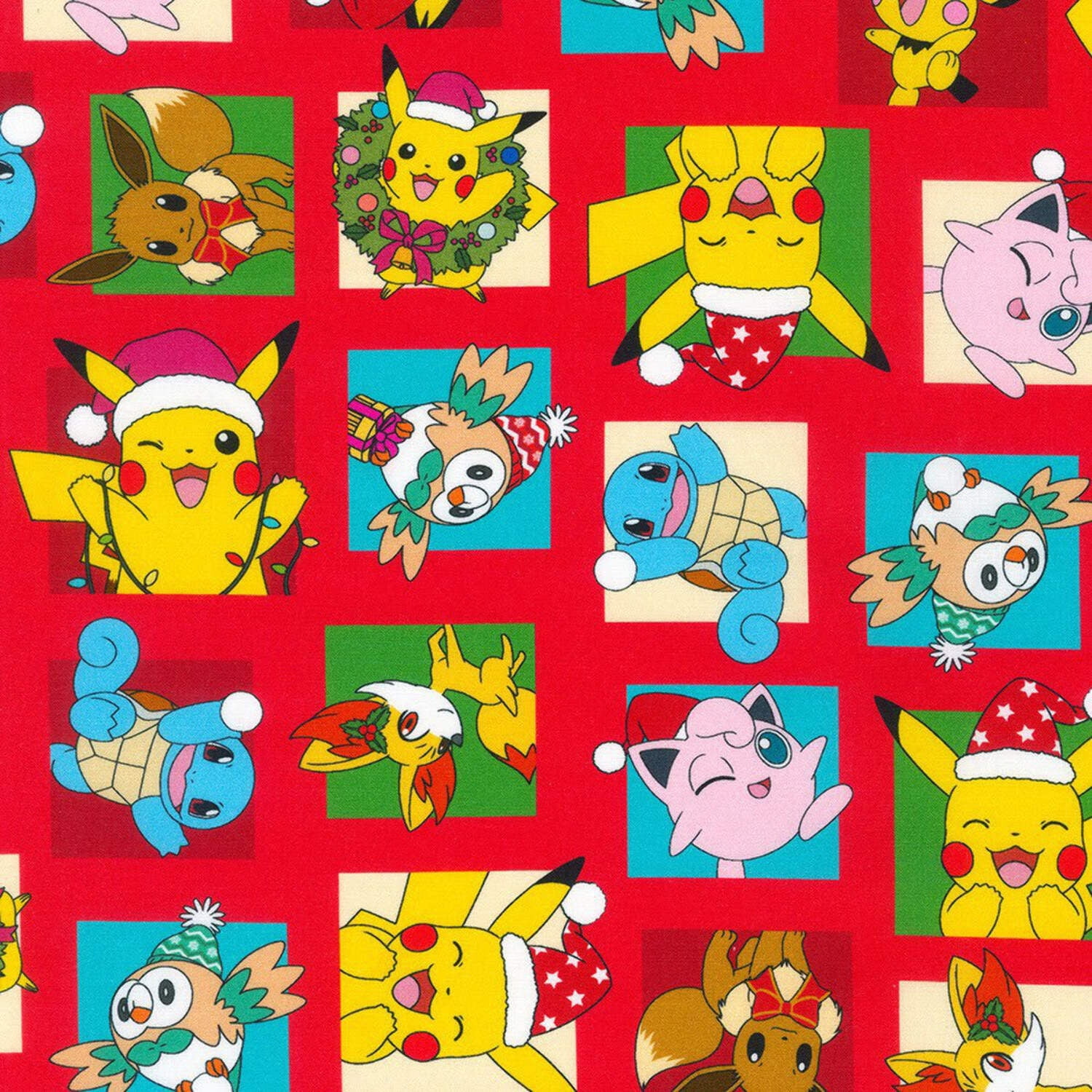 44 x 36 Pikachu's Holiday by Pokemon Pikachu Christmas Friends Red ...