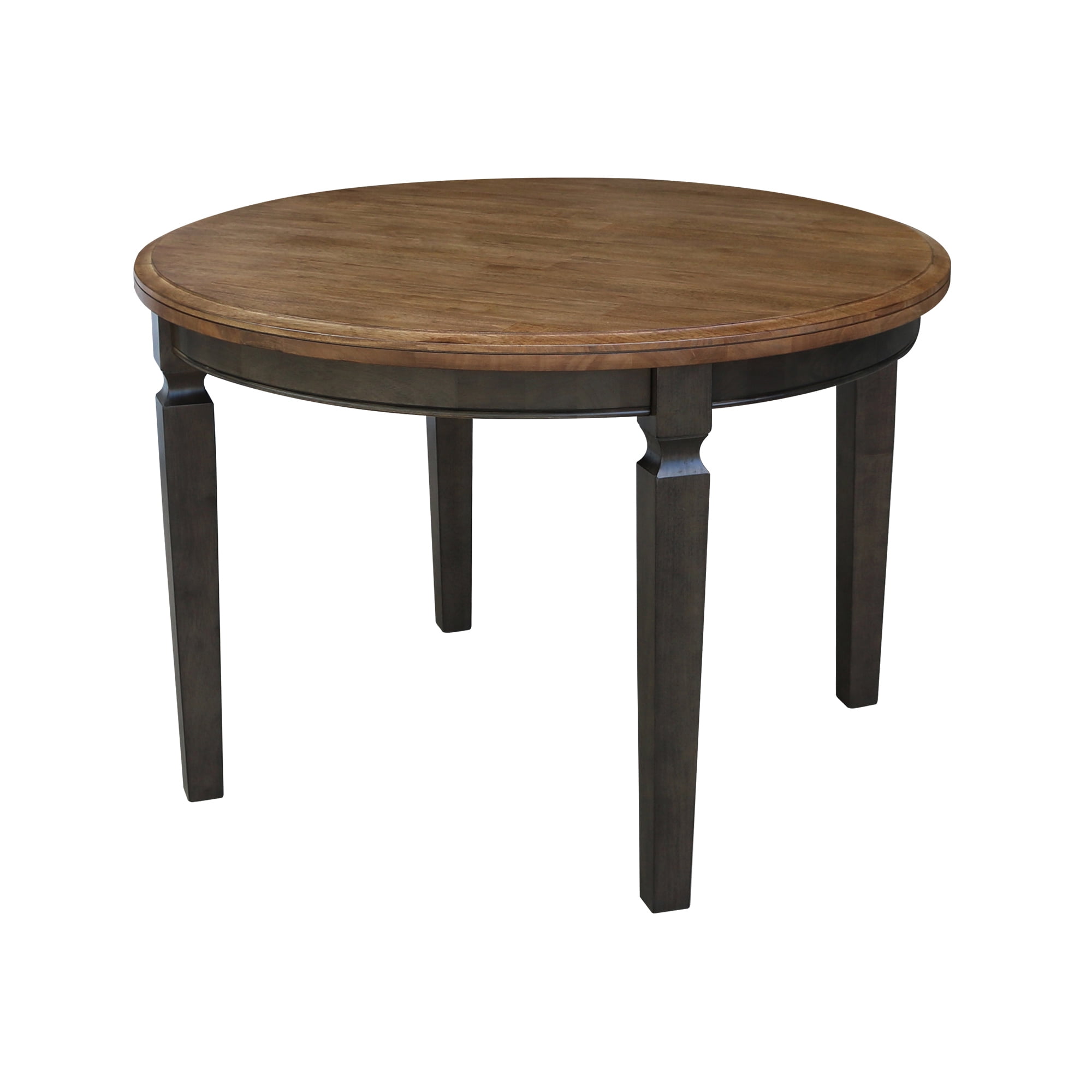 44 x 44 in Round Top Solid Wood Dining Table in Hickory/Washed Coal ...
