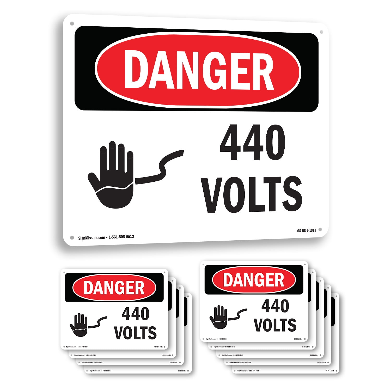 440 Volts OSHA Danger Rigid Plastic Sign 10 Inch x 7 Inch - 10 Pack ...