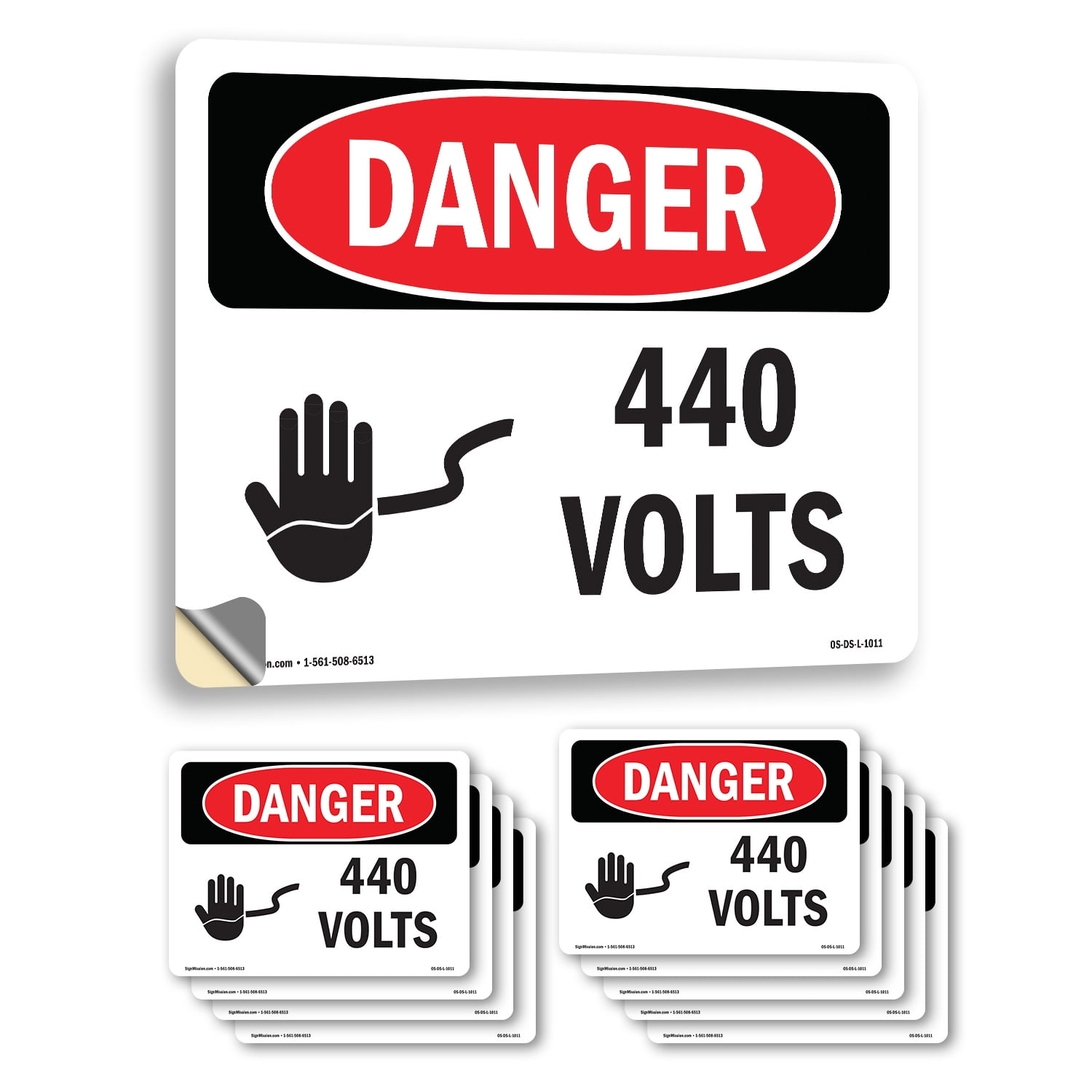 440 Volts OSHA Danger Vinyl Decal Label 10 Inch x 7 Inch - 10 Pack ...