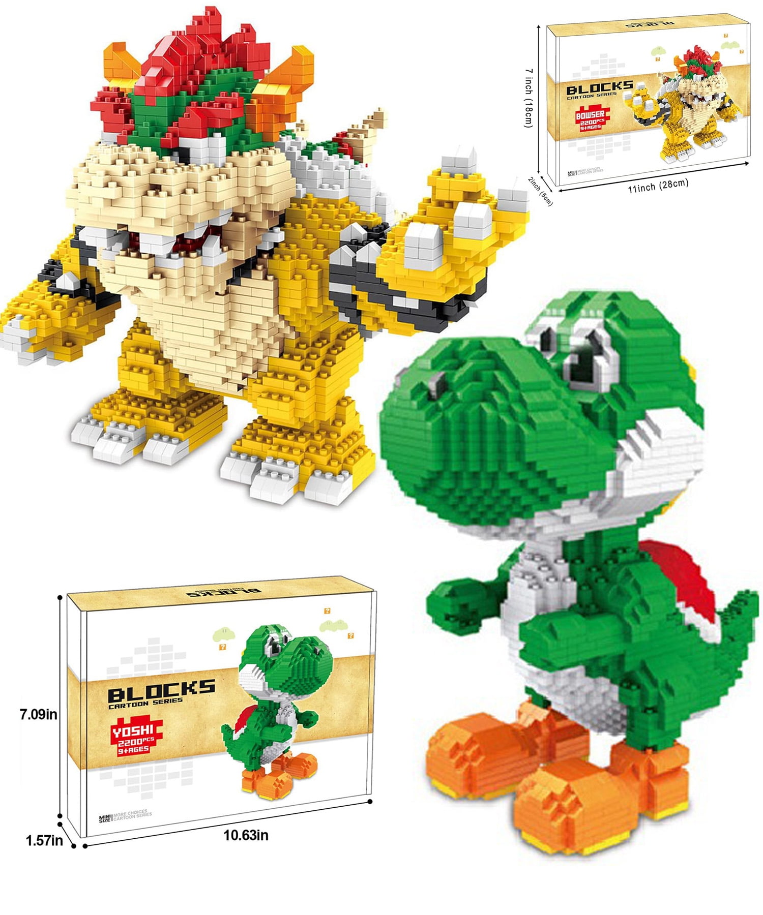 4400 PCS Mario Building Blocks Anime Yoshi Toy Building Blocks Sets ...