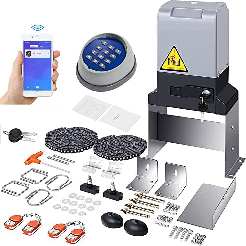 4400lb Automatic Sliding Gate Opener APP Control with 4 Remotes,750W ...