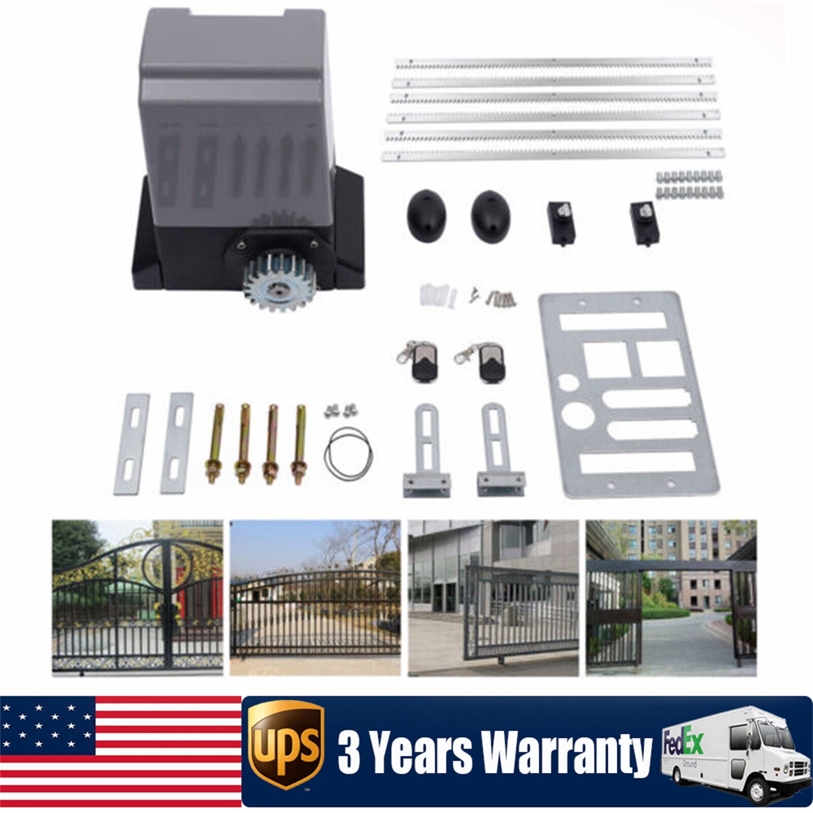 4400lbs Electric Sliding Gate Opener Garage Door AC Motor W/ 2 Remotes ...