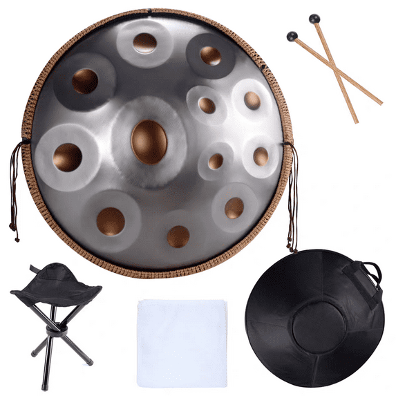440Hz Steel Tongue Drum Percussion Instrument Golden Eye Handpan Drum ...