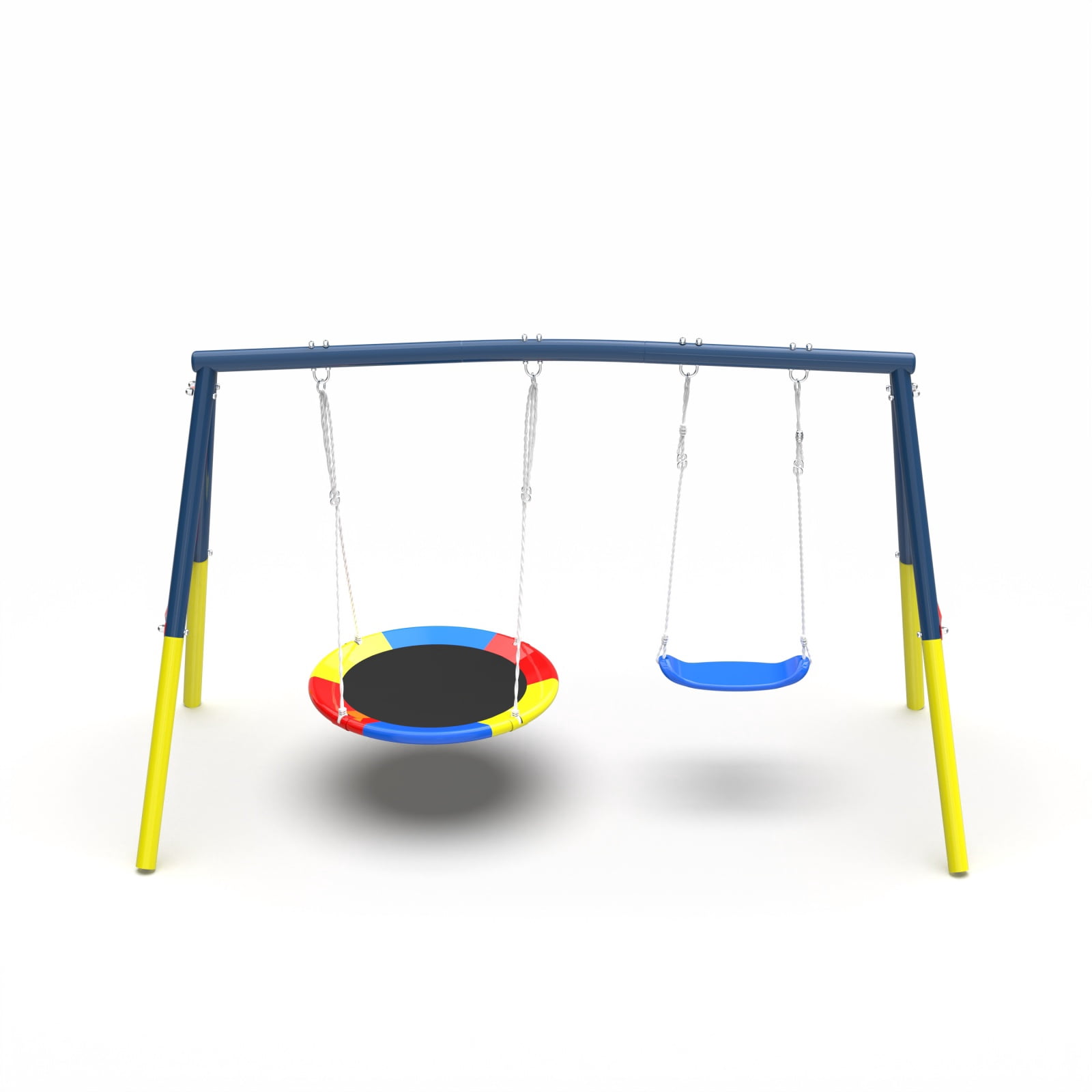 440LBS Heavy-Duty Metal Swing Set for Backyard, Includes 32" Saucer ...
