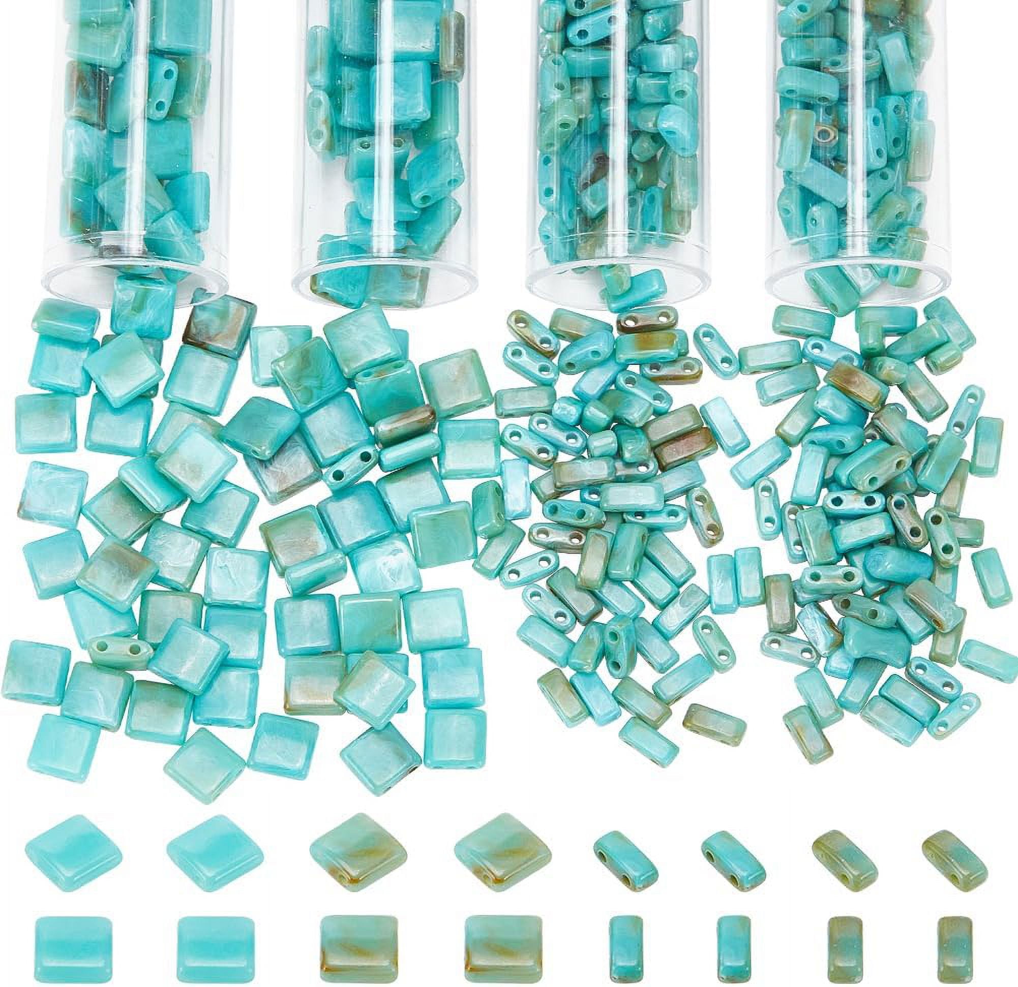440Pcs 2 Styles Opaque Acrylic Slide Charms Square & Rectangle Dark ...