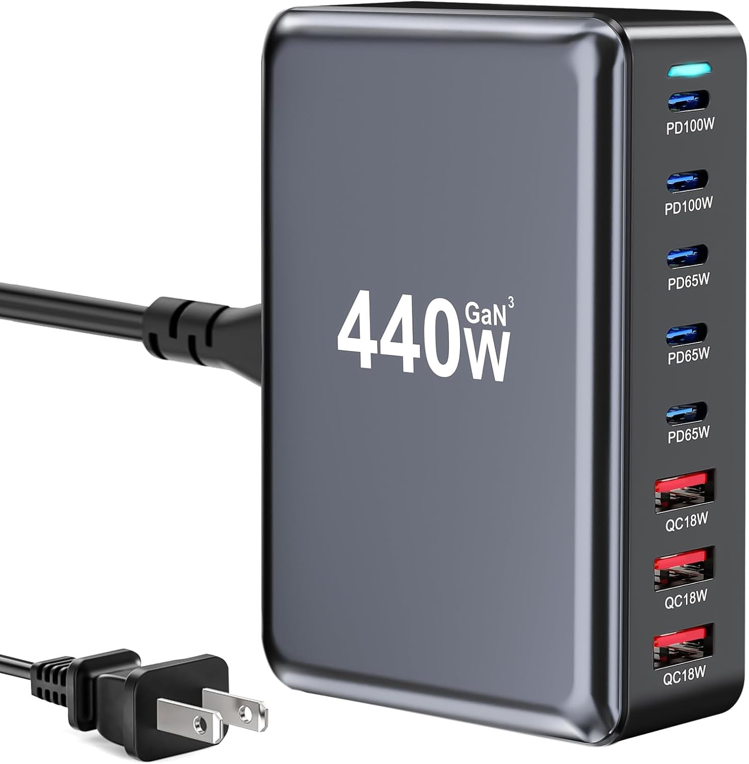 440W USB C Fast Charger Block, Multi-port USB Charging Station, GaN Ⅲ ...