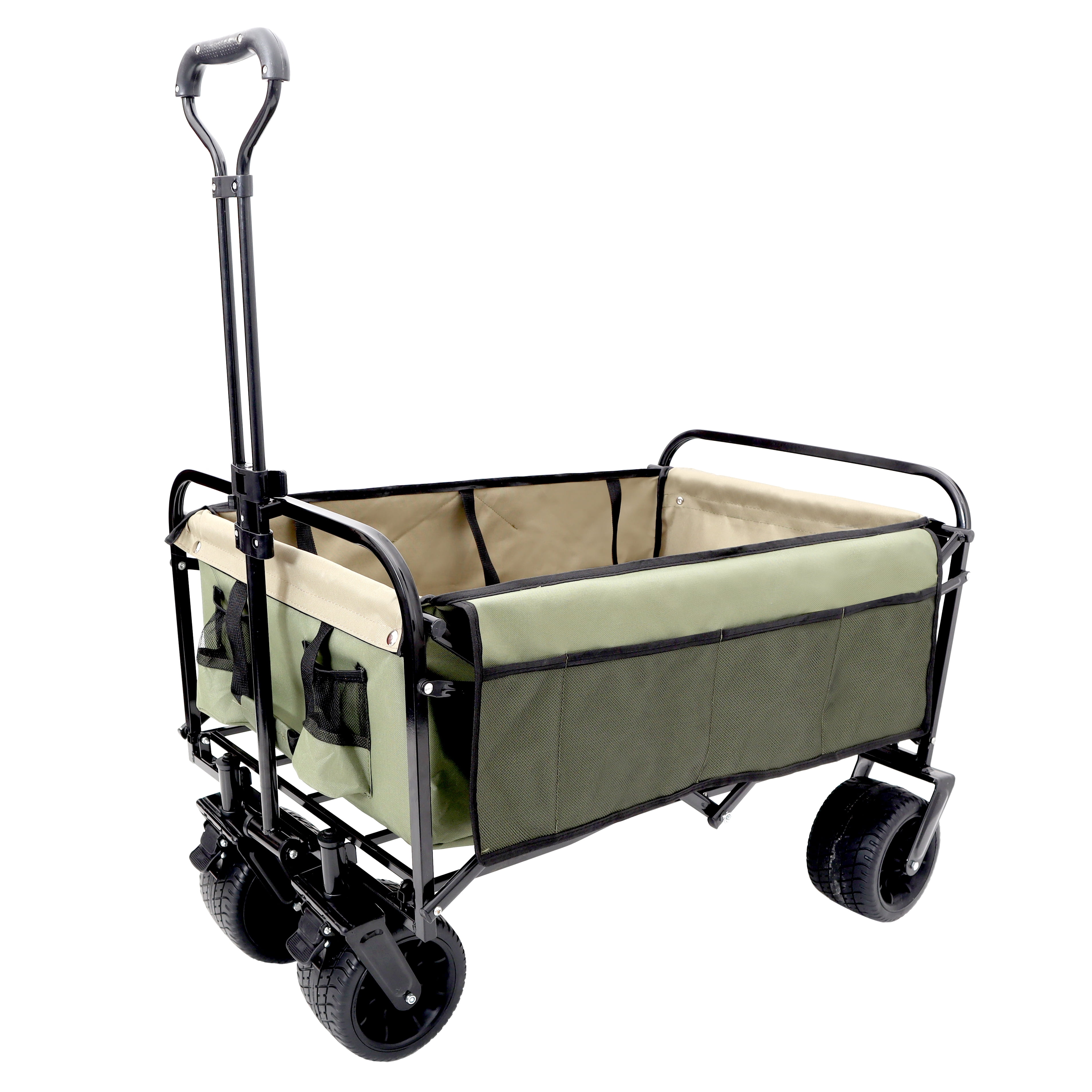 440lbs Collapsible Foldable Wagon Cart with Strapping System ,Beach ...