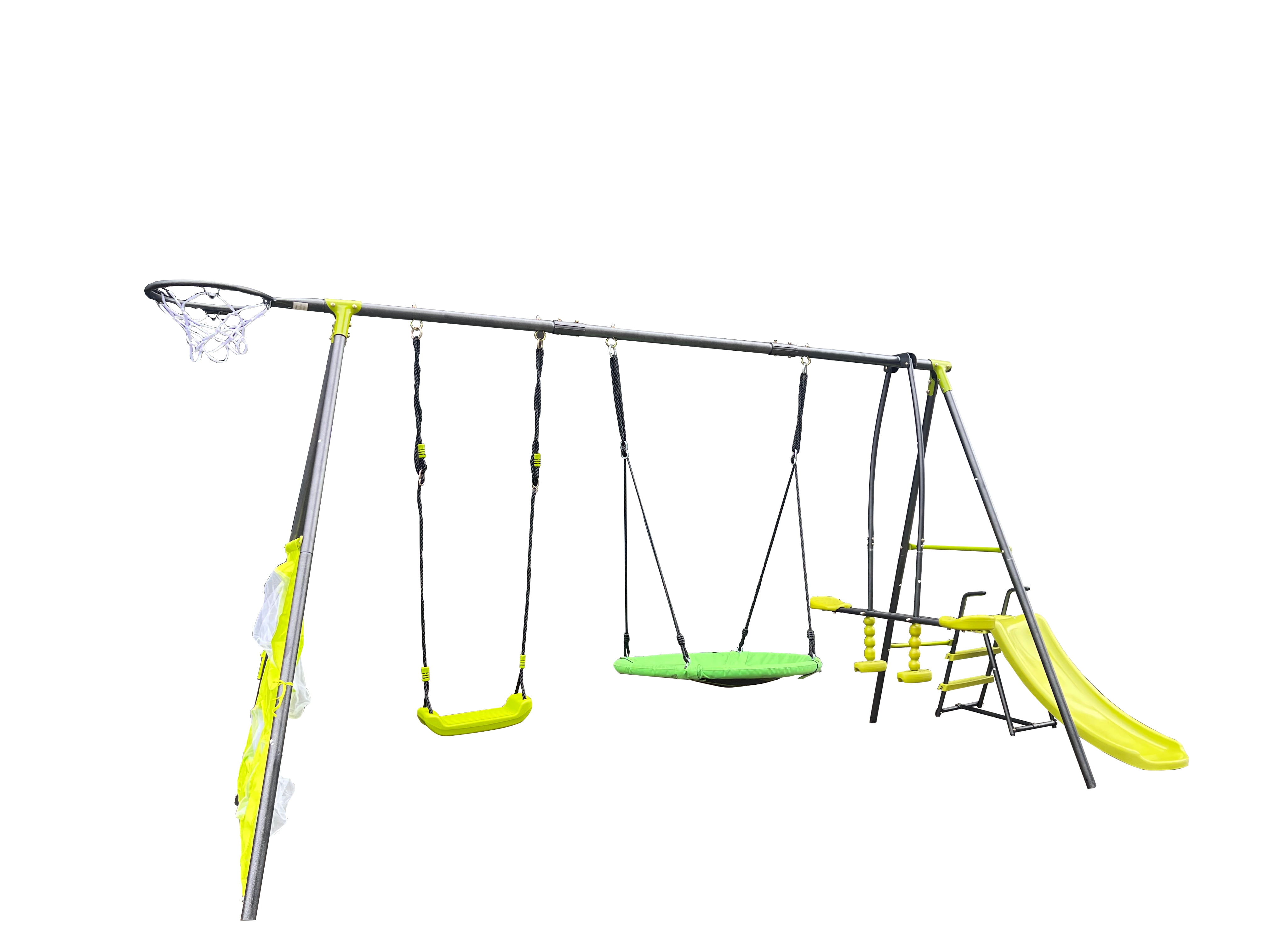 440lbs Swing Sets for Backyard with 31.5in Net Swing Climbing Ladder ...