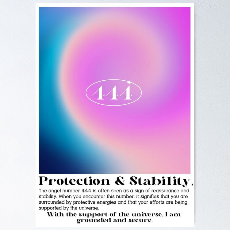 444 - Positive Affirmations Angel Numbers UNFRAMED Poster, 18x24 ...