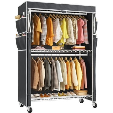 Clothes Rack with Cover, Freestanding Closet Wardrobe for Hanging ...