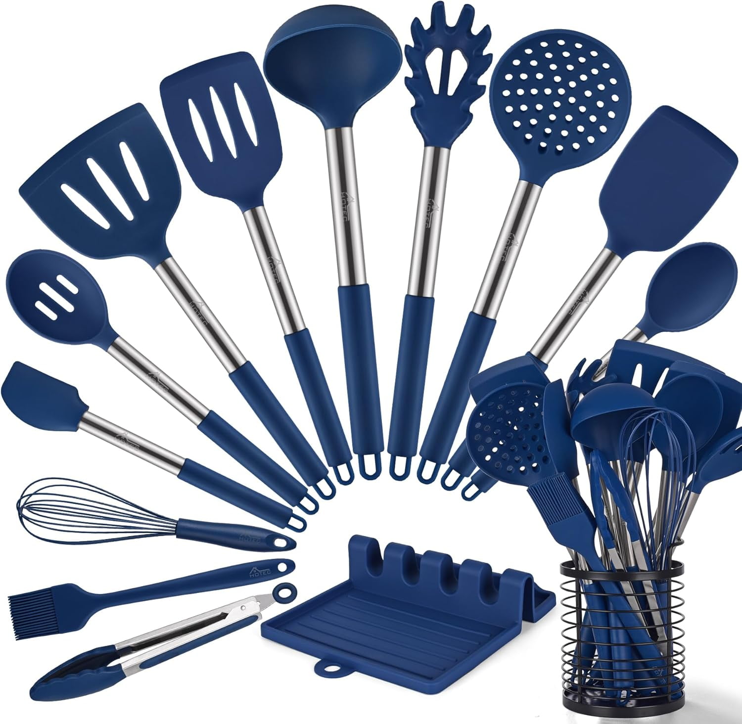 446°F Heat Resistant Silicone Kitchen Utensils, BPA Free Cooking ...