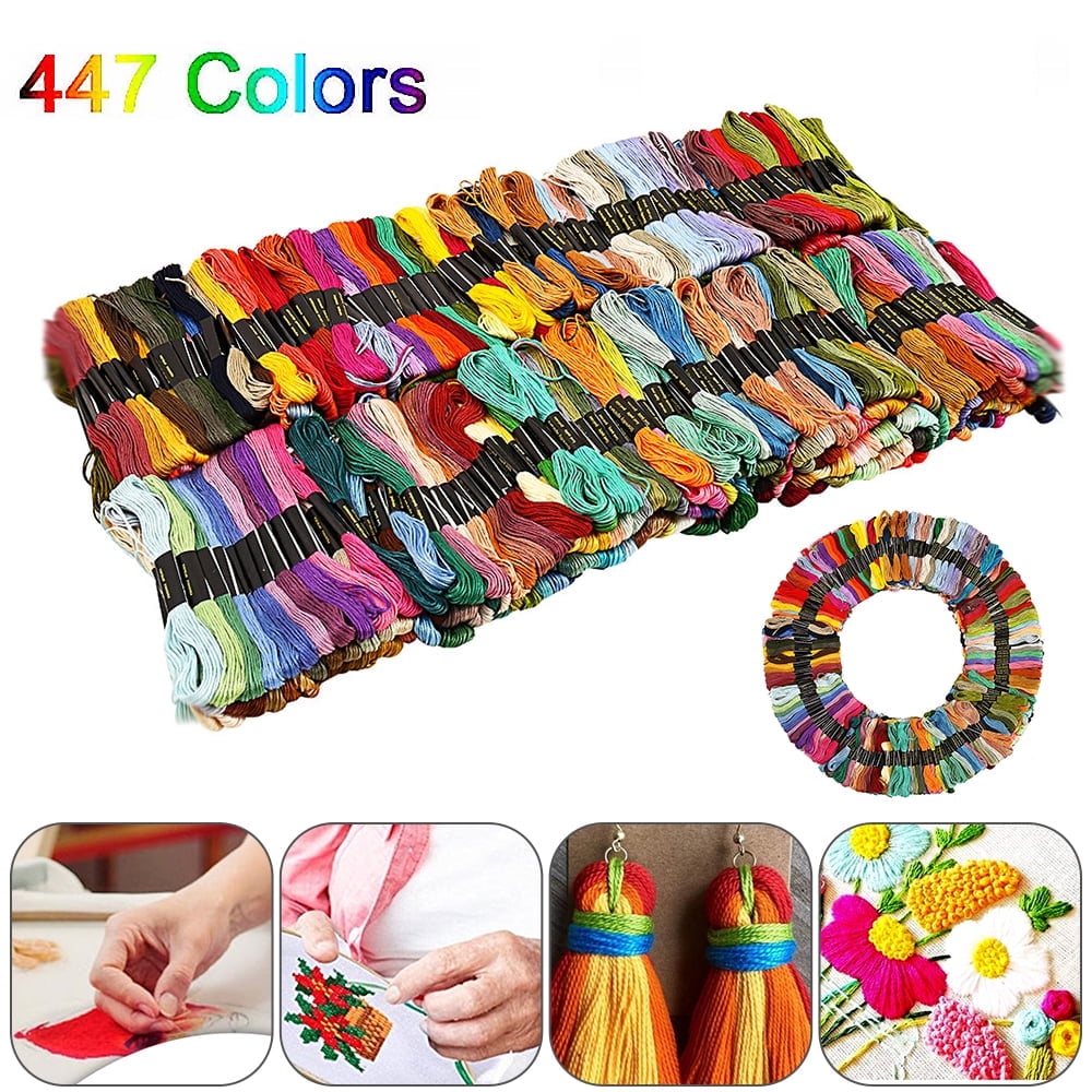 447Pcs Cotton DMC Multi Colors Cross Floss Stitch Thread Embroidery ...