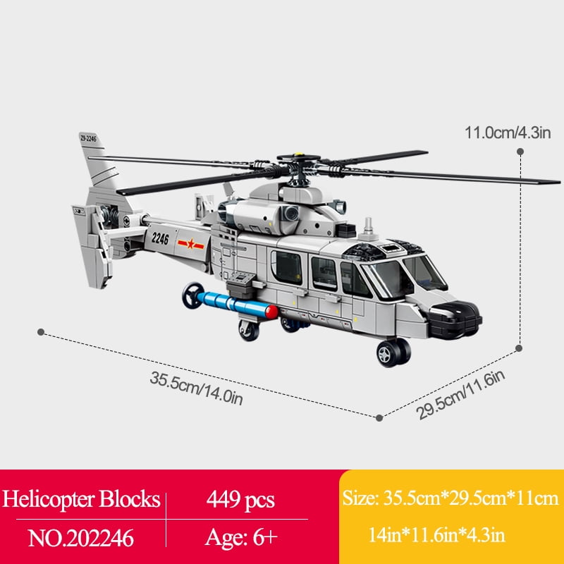 449pcs Helicopter Aircraft Building Blocks, DIY Boys Birthday Toys ...