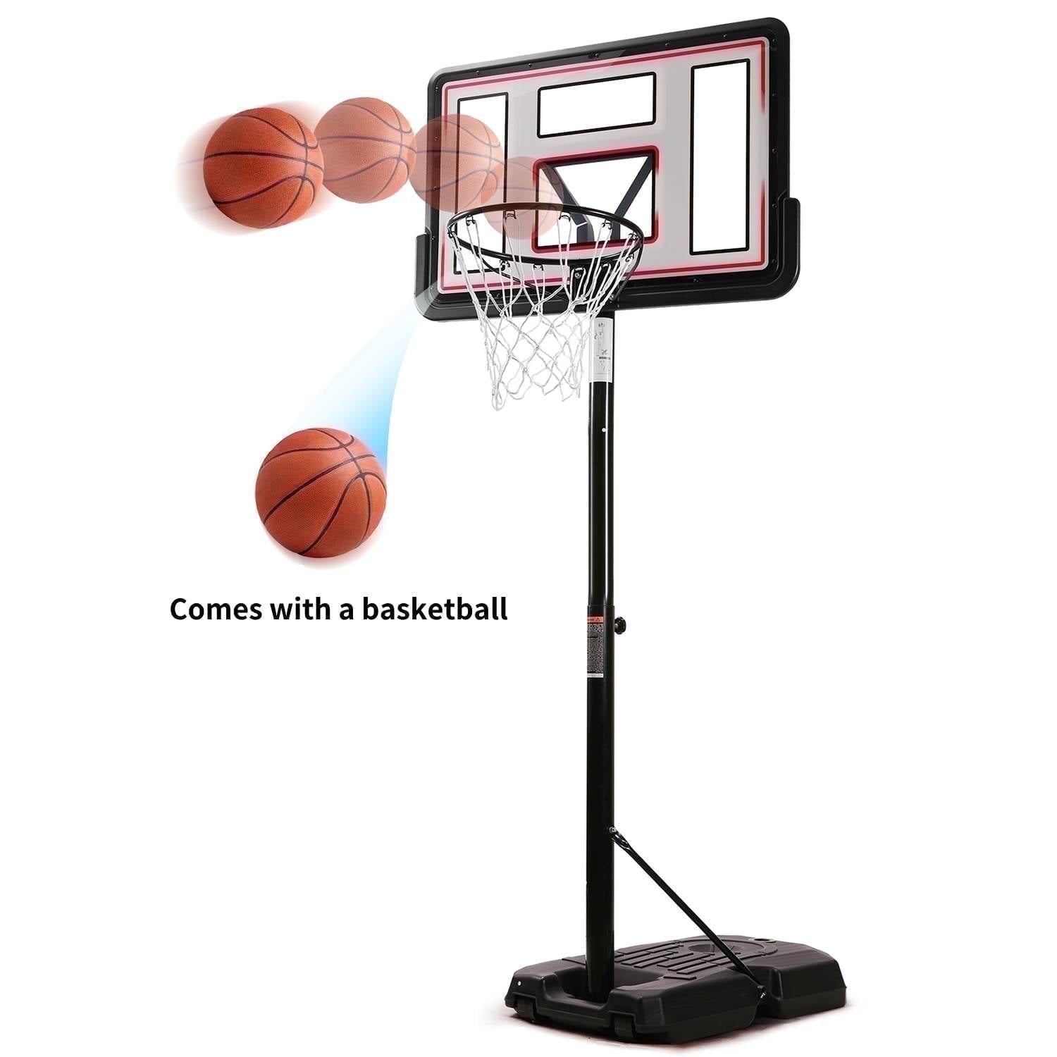 Naipo 44In Portable Basketball Hoop with Height Adjustable 6.56ft to ...