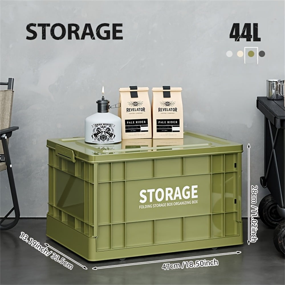 44L Storage Bins with Lids - Green Stackable Collapsible Totes with ...