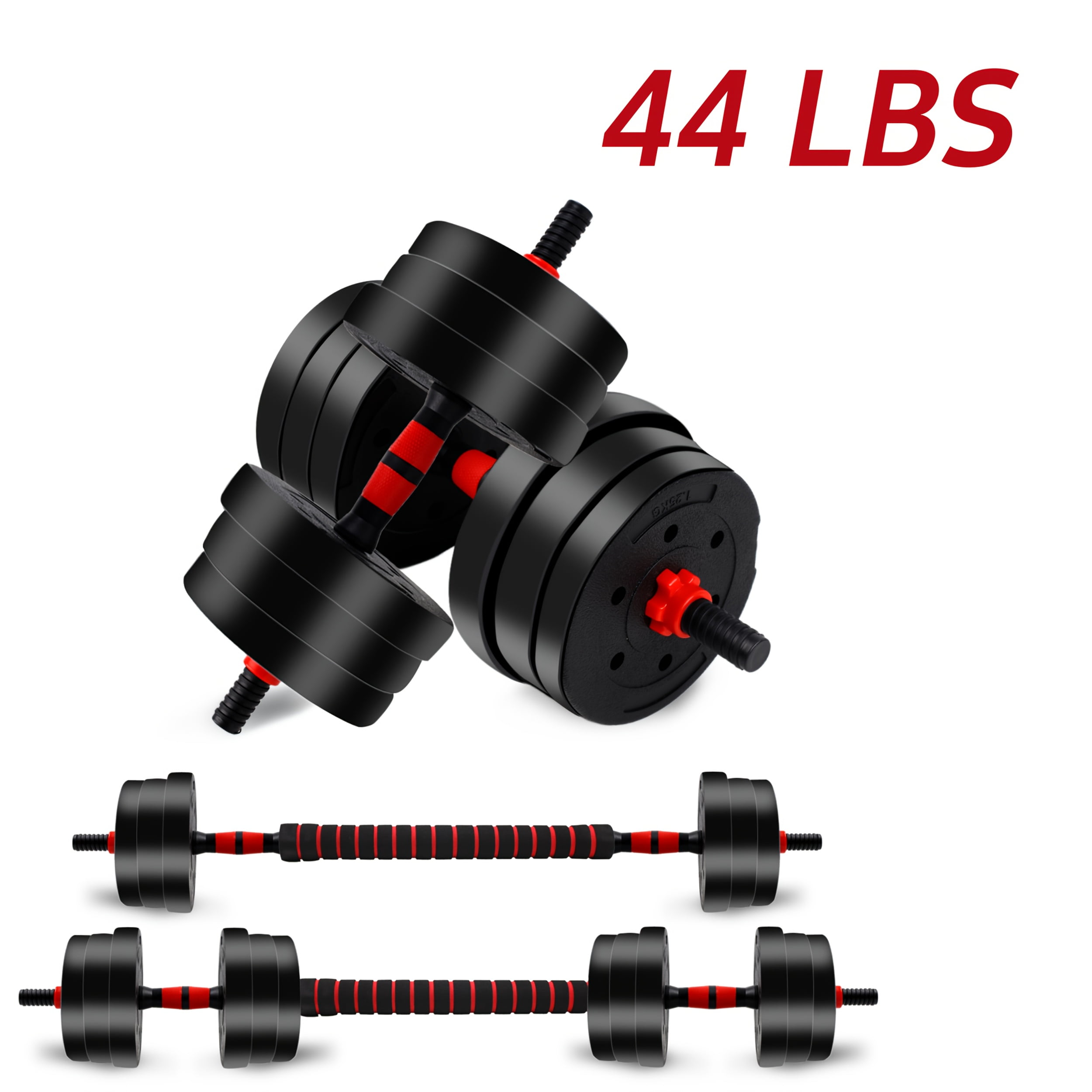 44LBS 3-in-1 Adjustable Dumbbells Set - Barbell & Push Up Bars ...