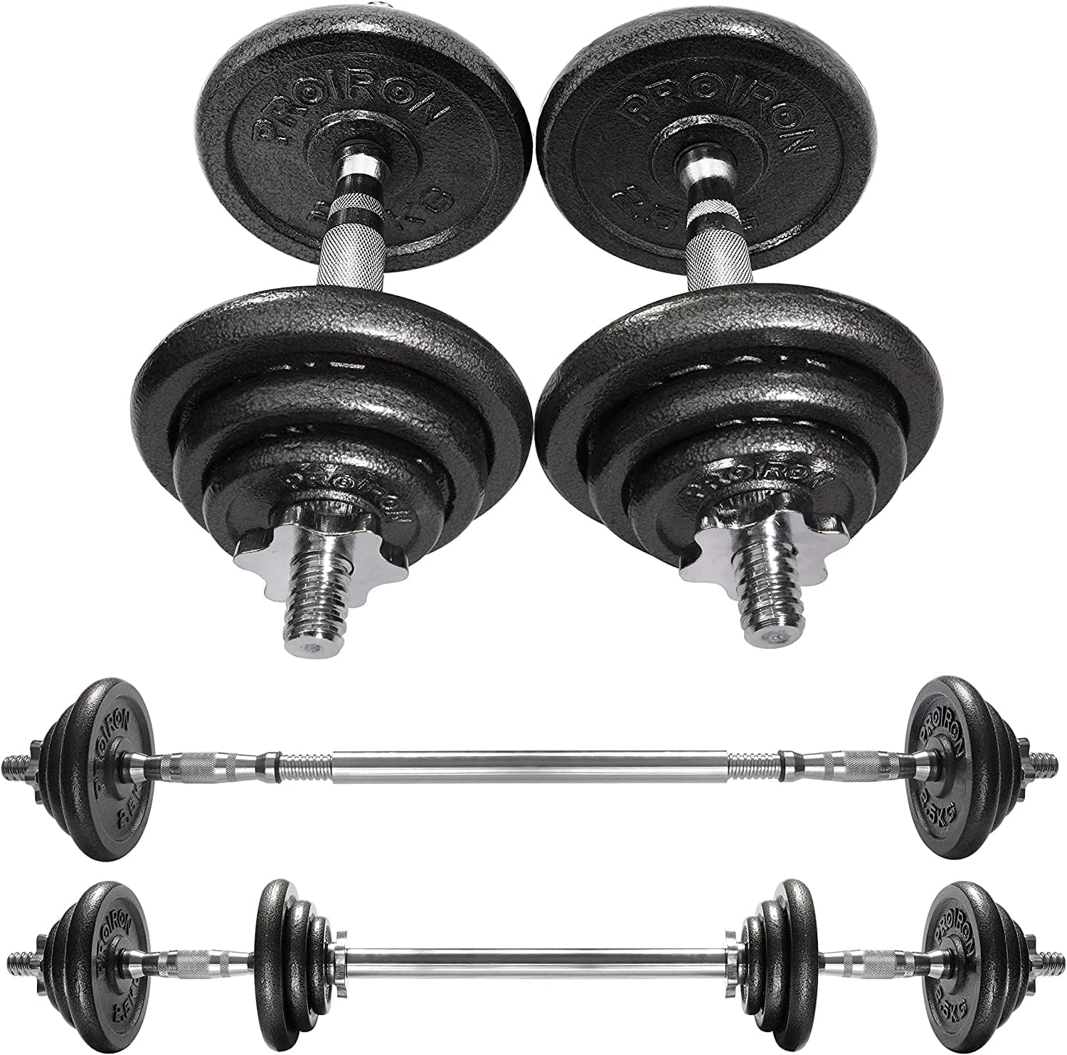 44Lbs Cast Iron Adjustable Dumbbell Set Hand Weight with Solid Dumbbell ...