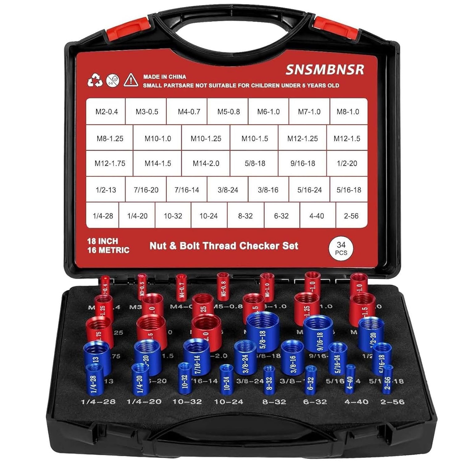 44PCS Alloy Nut and Bolt Thread Inspector, Thread Checker Standard and ...