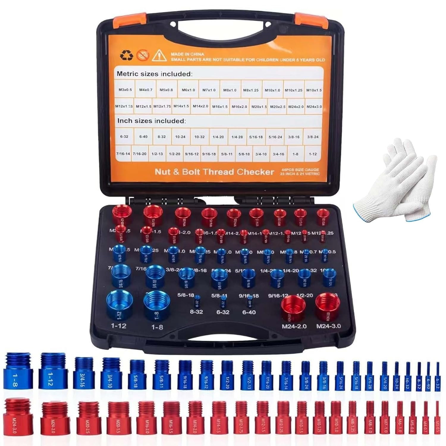44PCS Alloy Nut and Bolt Thread Inspector, Thread Checker Standard and ...