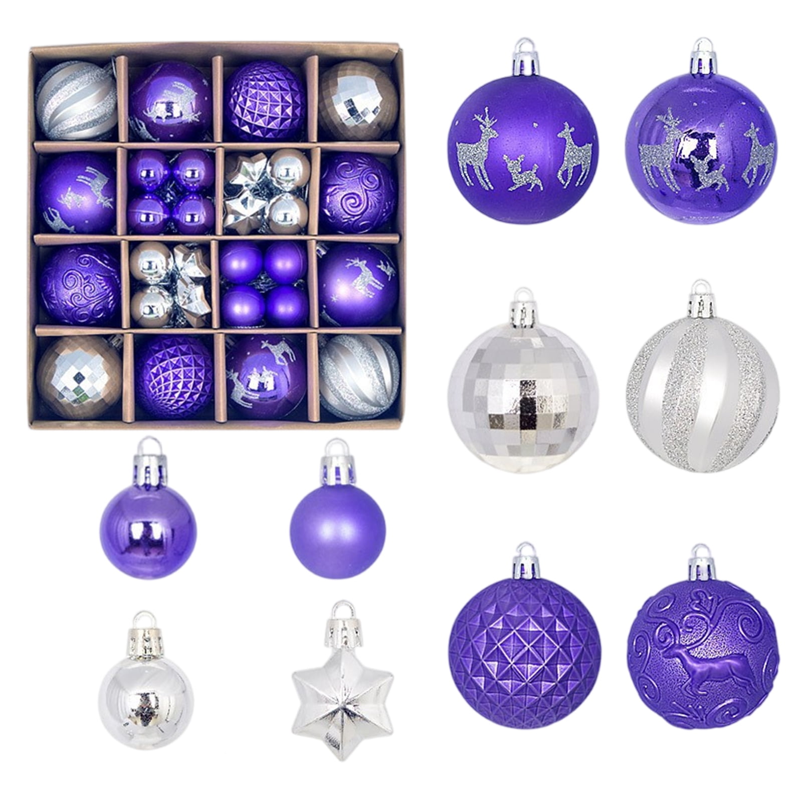 44PCS Christmas Tree Ball Assorted Ornaments Pendants,2.4" Christmas ...
