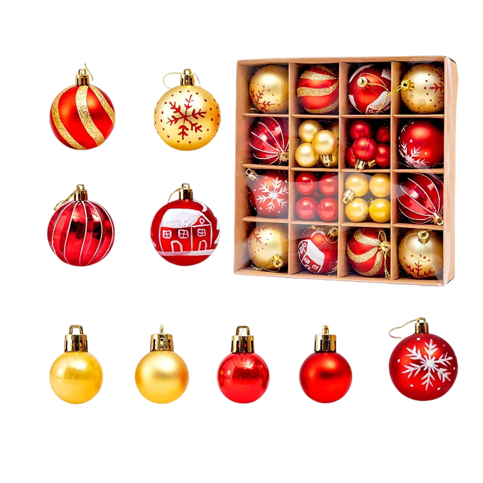 44PCS Christmas Tree Ball Assorted Ornaments Pendants,2.4" Christmas ...