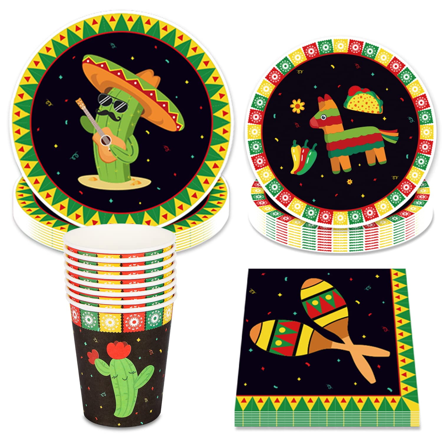 44PCS Mexican Fiesta Party STF9 Supplies Set - LIYDE Cinco de Mayo ...