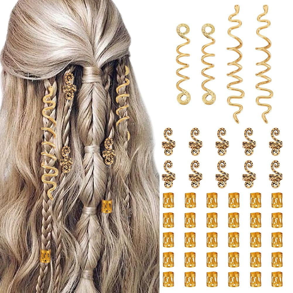 44Pcs Alloy Dreadlocks Beads Gold Hair Accessories for Loc Hair Jewelry ...