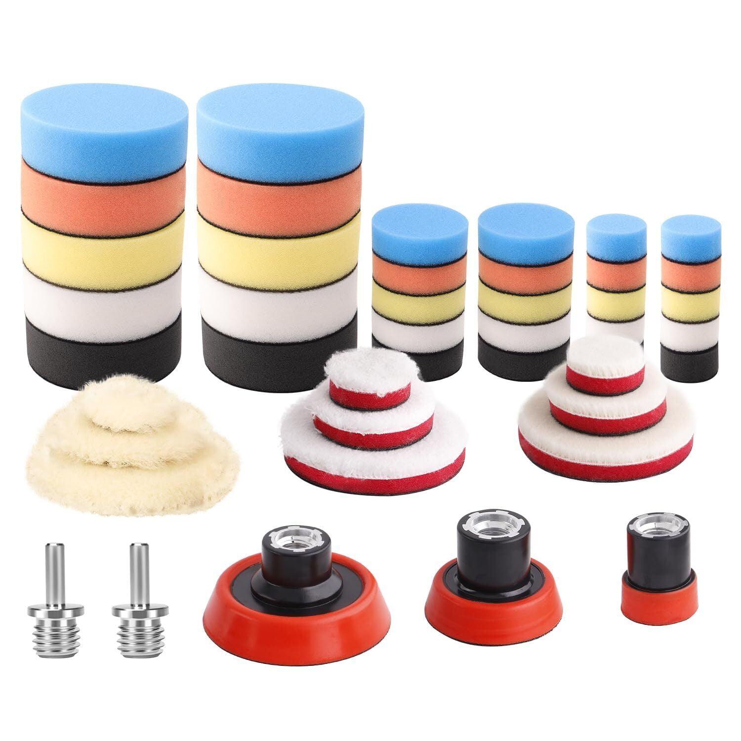44Pcs Car Foam Drill Polishing Pad Kit,1/2/3in Detail Polishing Buffing ...
