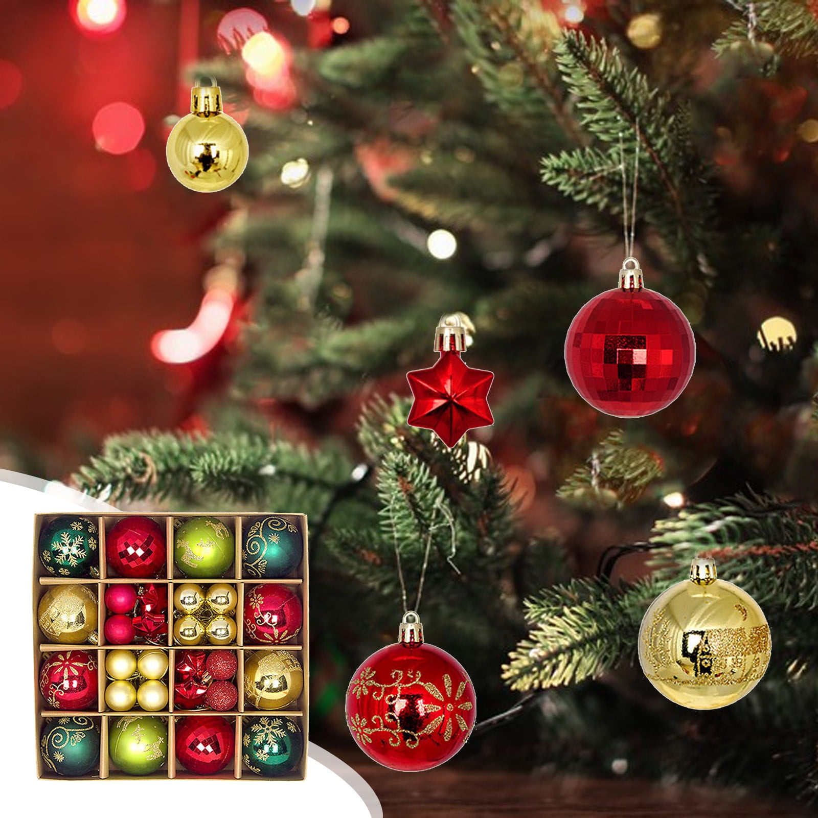 44Pcs Colorful Hanging Balls - Proof Ball Ornaments For Party Tree ...