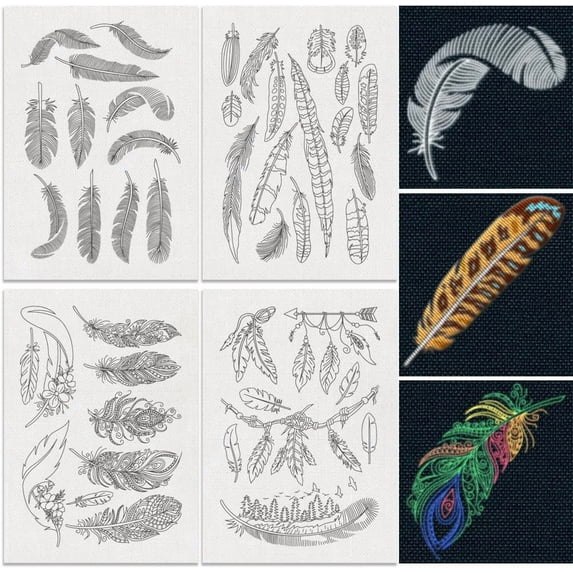 44Pcs Feathers Water Soluble Hand Sewing Stabilizers 8.3"x11.7 ...