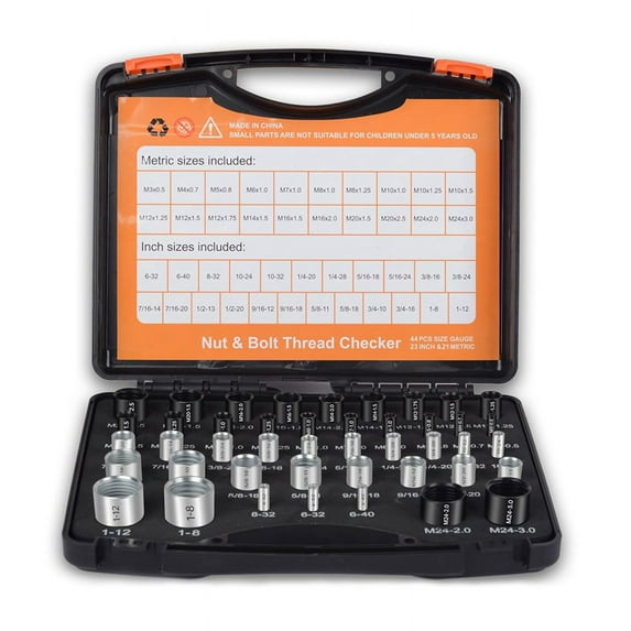 44Pcs Nut and Bolt Standard and Metric Set Thread Identifier Screw Size ...