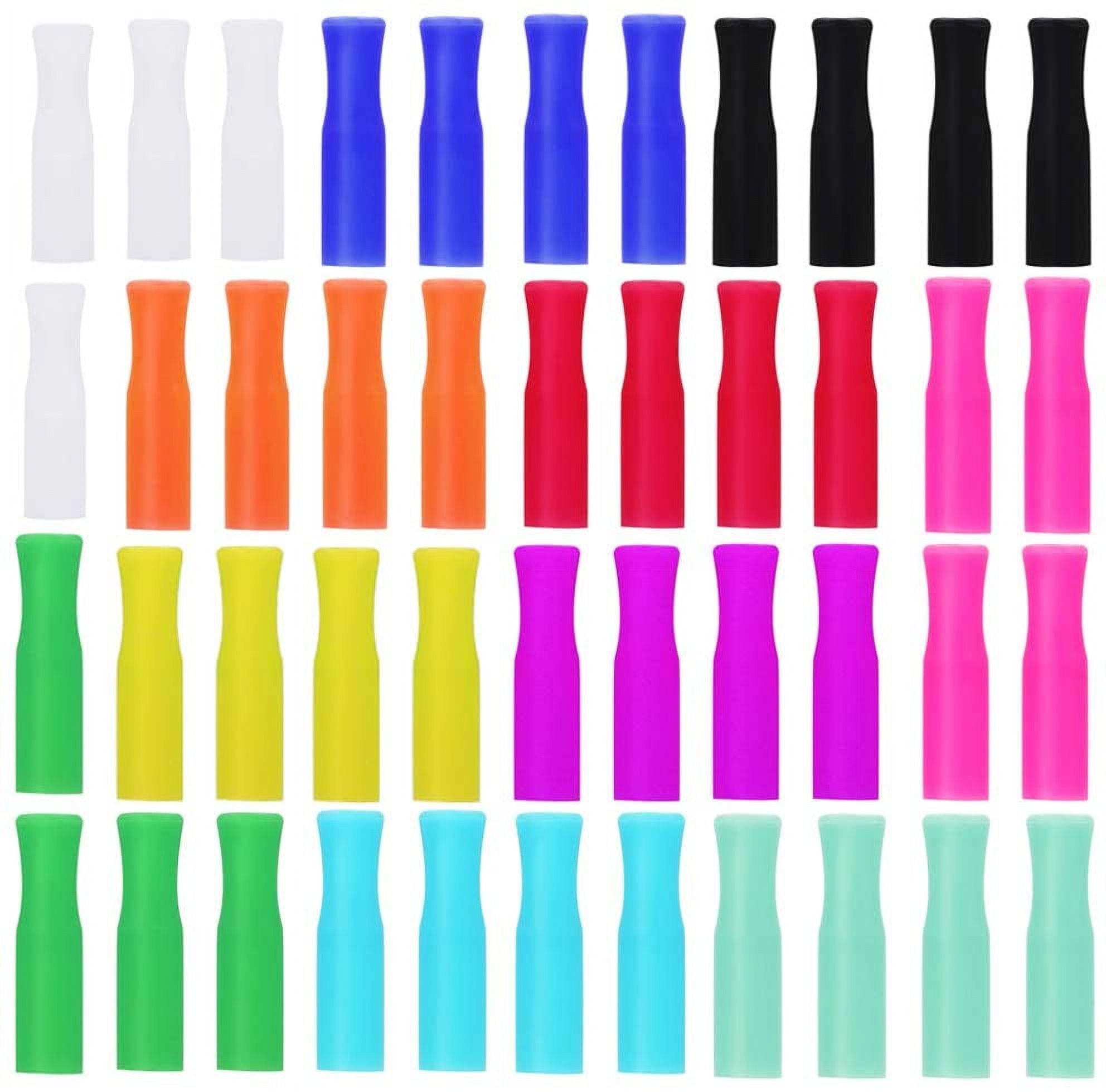 44Pcs Reusable Straws Tips, Silicone Straw Tips, Multi-color Food Grade ...