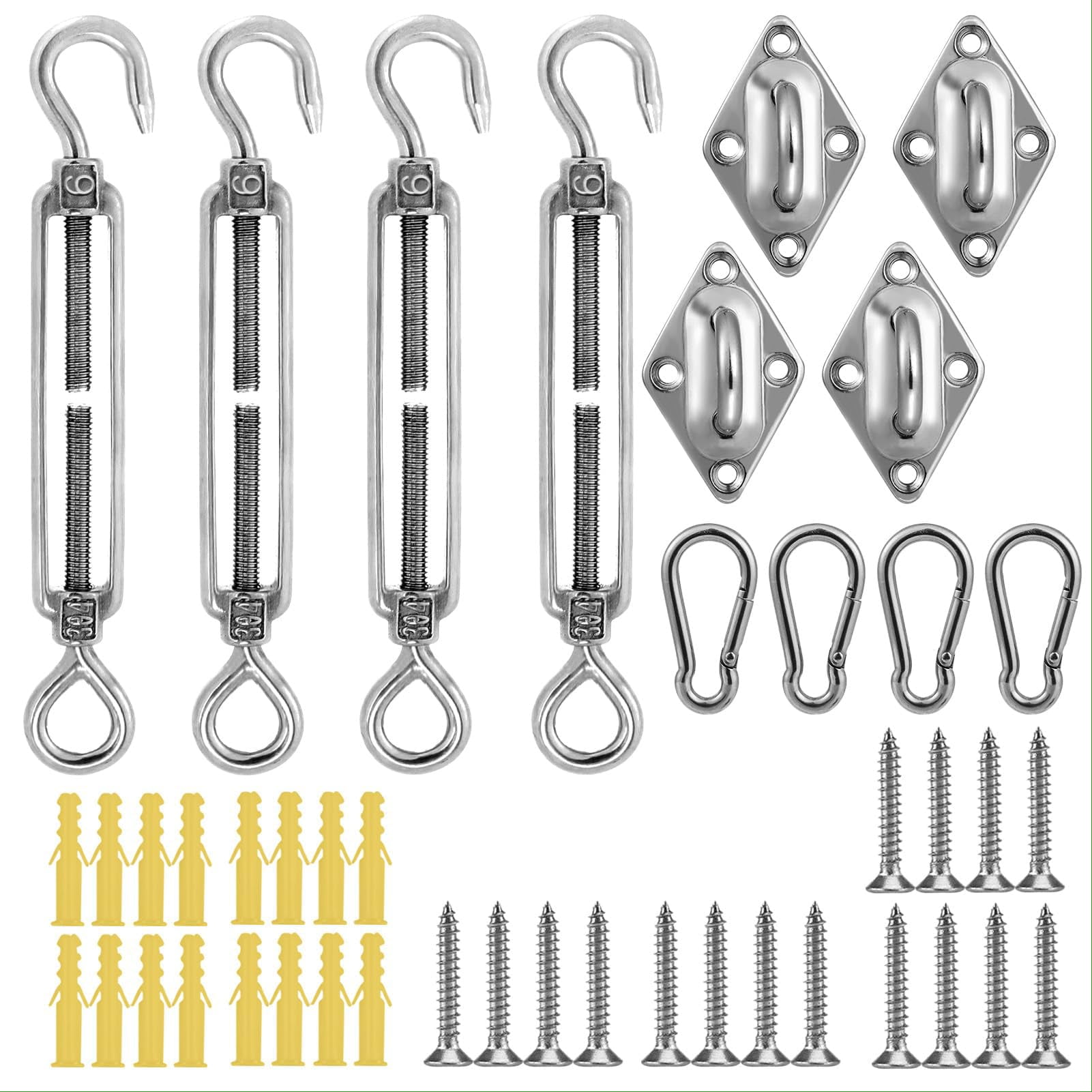 44Pcs Sun Shade Hardware SSF20 Kit- Retractable 6'' to 8'' 304 Heavy ...