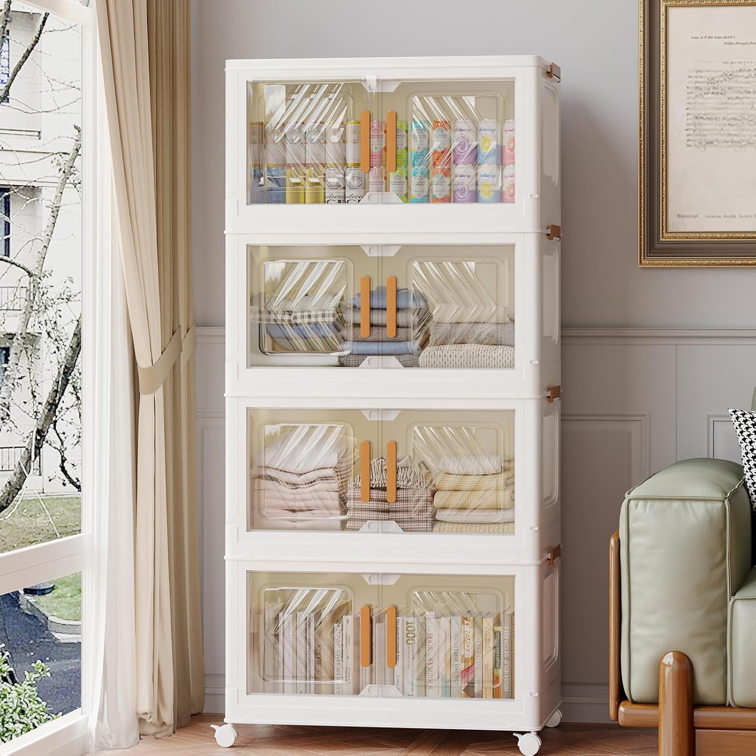 44QT Stackable Storage Bins with Lid, Closet Organizers and Storage ...