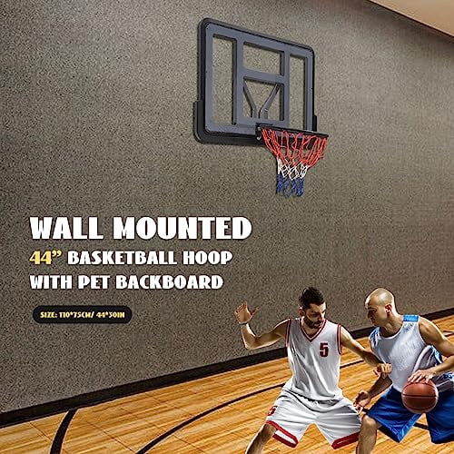 44in Wall Mounted Hoop Indoor, Hoop with Shatter Proof Backboard ...