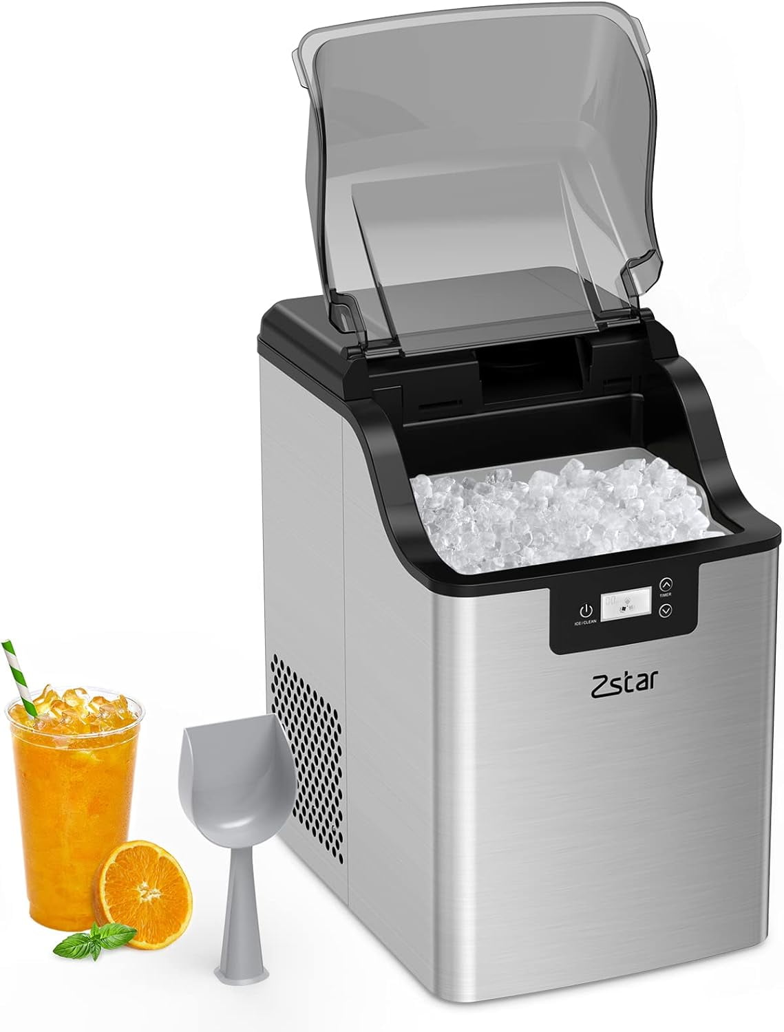 44lbs/24H Commercial Ice Maker Machine with 44lbs Ice Storage ...