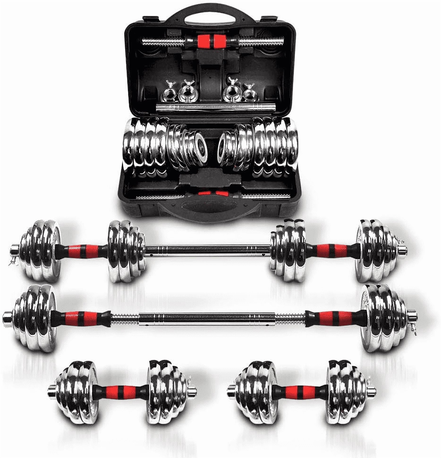 44lbs Adjustable Dumbbell Set with 3-in-1 Barbell Conversion, Chromed ...