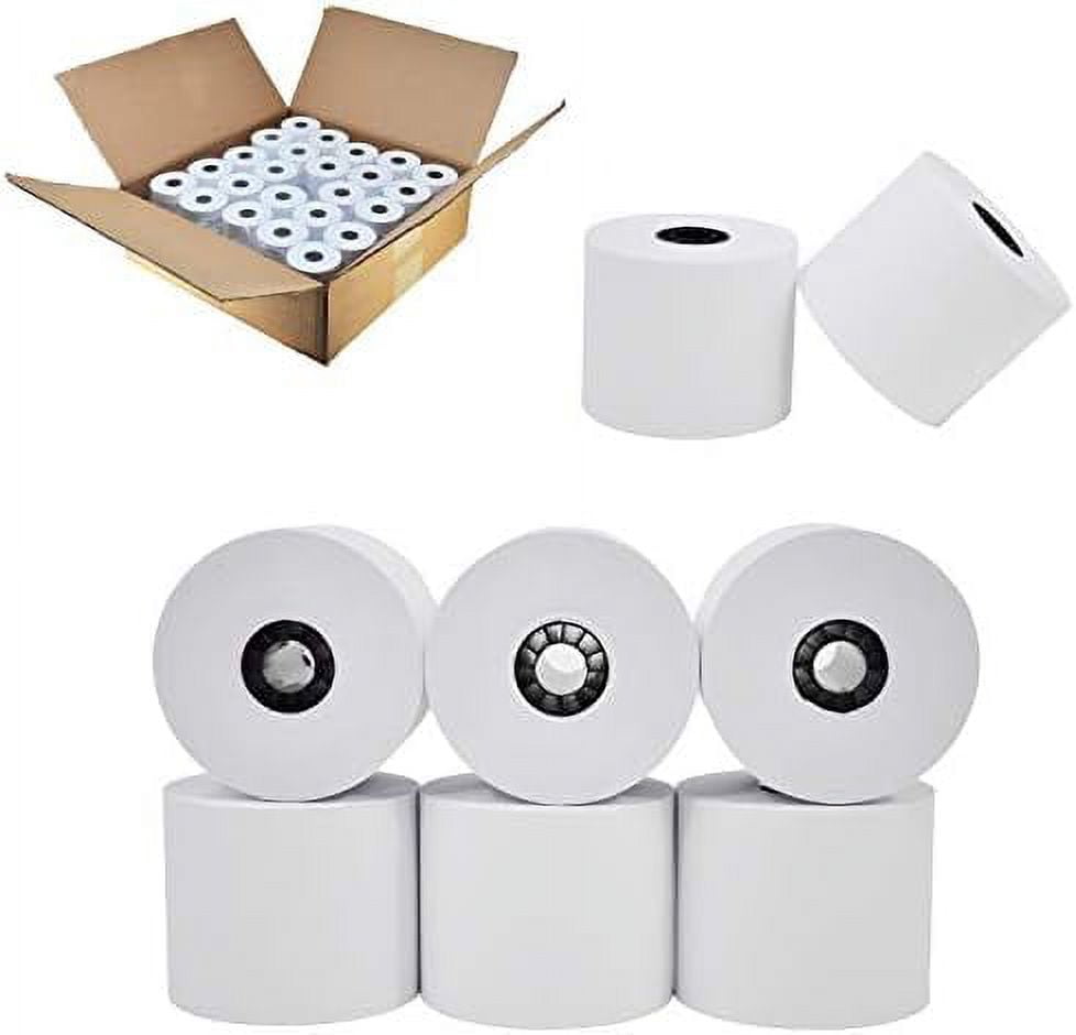 44mm Thermal Paper Rolls 3/4" x 210’ Feet [50 Rolls] Core - 7/16" Cash ...