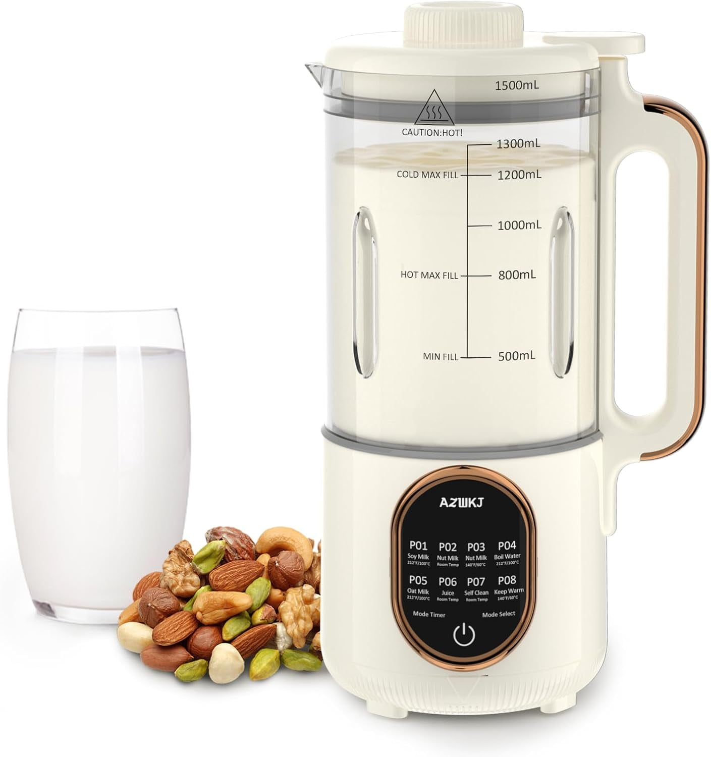 𝗨𝗽𝗴𝗿𝗮𝗱𝗲𝗱 44oz Automatic Nut Milk Maker, 8 in 1 Homemade Soy Milk Maker,Almond Milk, Oat Milk ...
