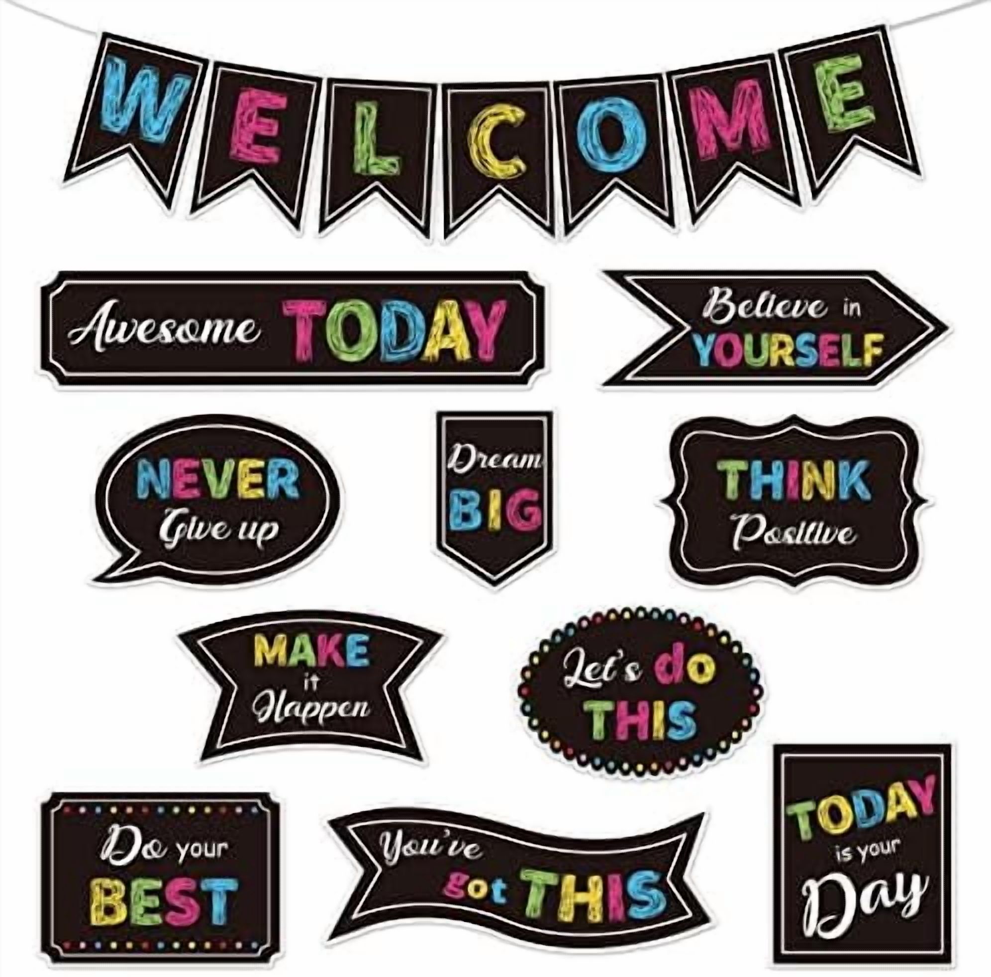 44pcs Brights Positive Sayings Accents Back to School Chalkboard ...