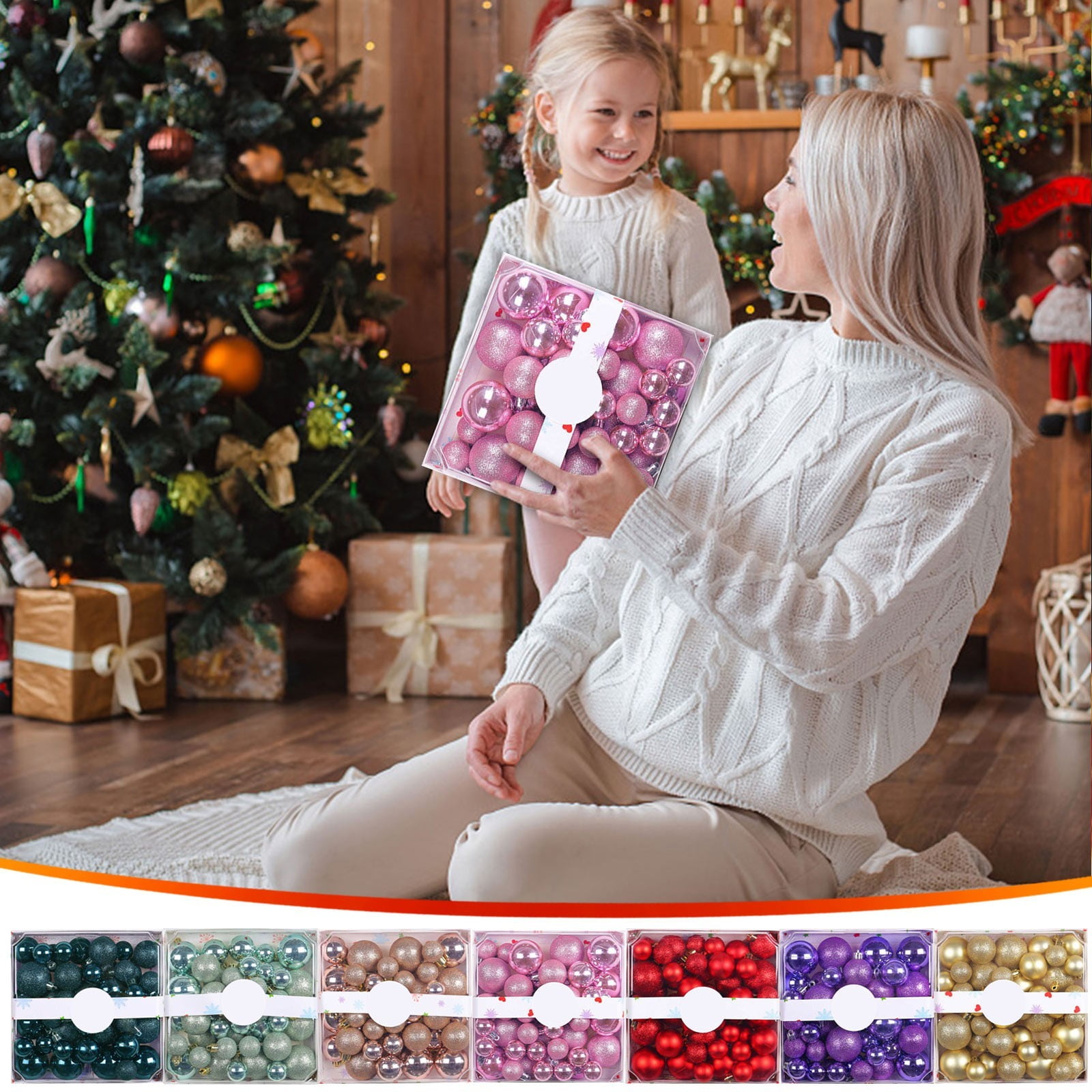 44pcs Christmas Ornaments Shatterproof Bulbs Pendants Hanging Balls for Christmas Tree Xmas New ...
