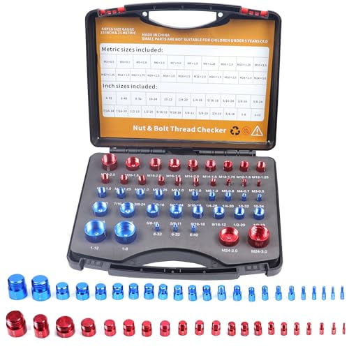 44pcs Nut and Bolt Thread Checker, 23 Inch & 21 Metric Set Thread Gauge ...