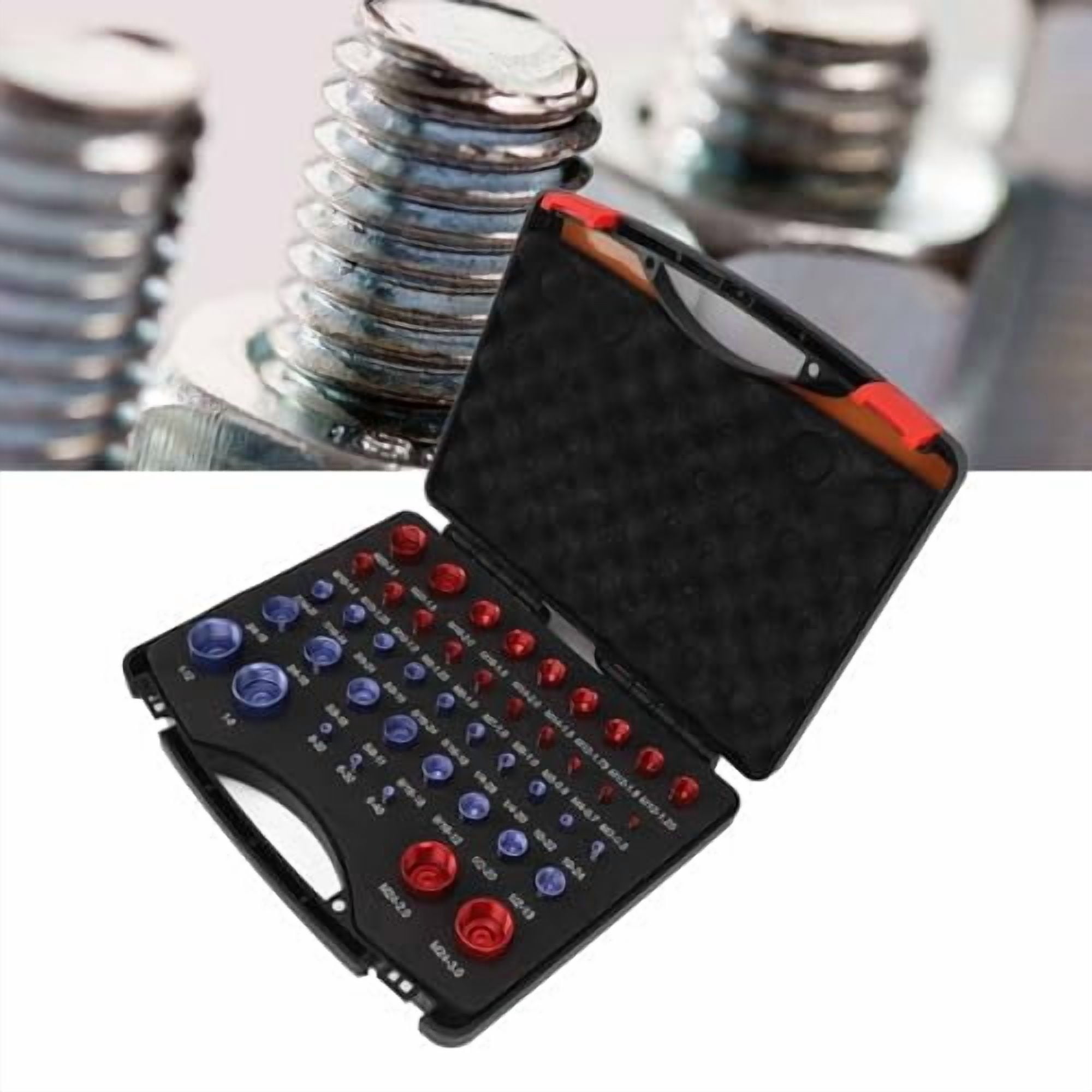 44pcs Nut and Bolt Thread Checker, Red and Blue Size Gauge Inch Metric ...
