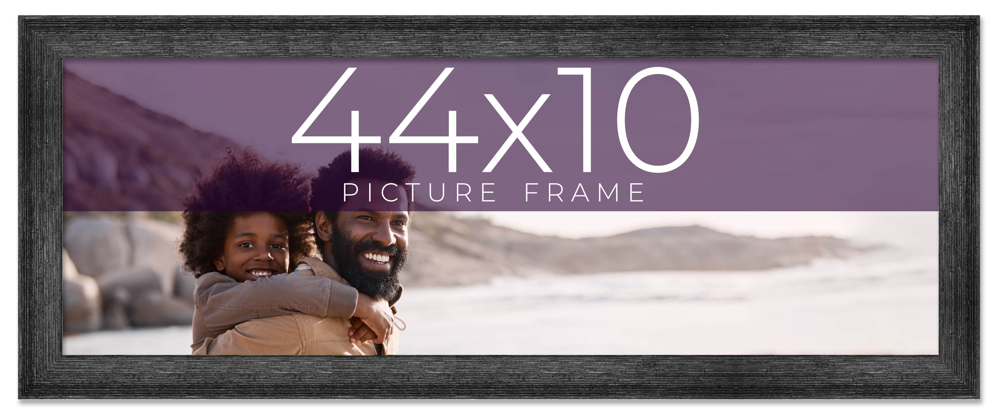 44x10 Frame Black Real Wood Picture Frame Width 1.5 inches | Interior ...